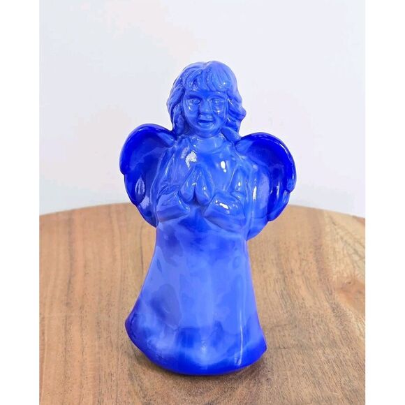 Fenton | Art | Vintage Fenton Glass Praying Angel Bright Blue ...